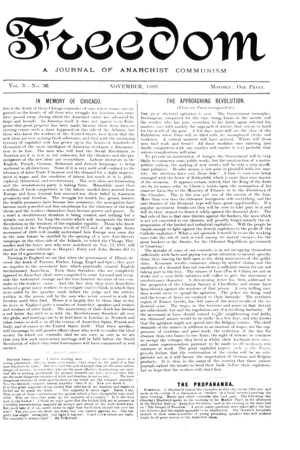 Freedom vol 3. no 36 (November 1889) | libcom.org